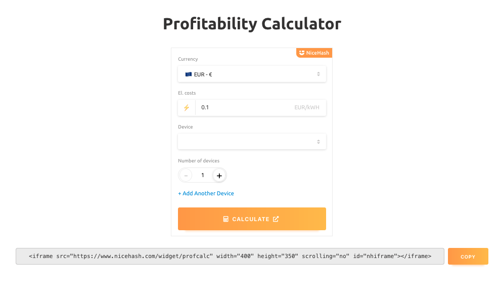 Add NiceHash widgets to your webpage or blog! | NiceHash