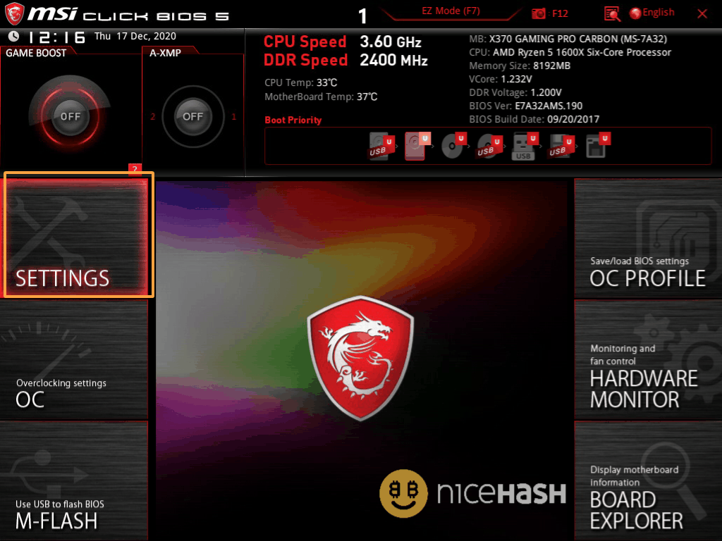 How to change boot order and boot NHOS from USB? | NiceHash